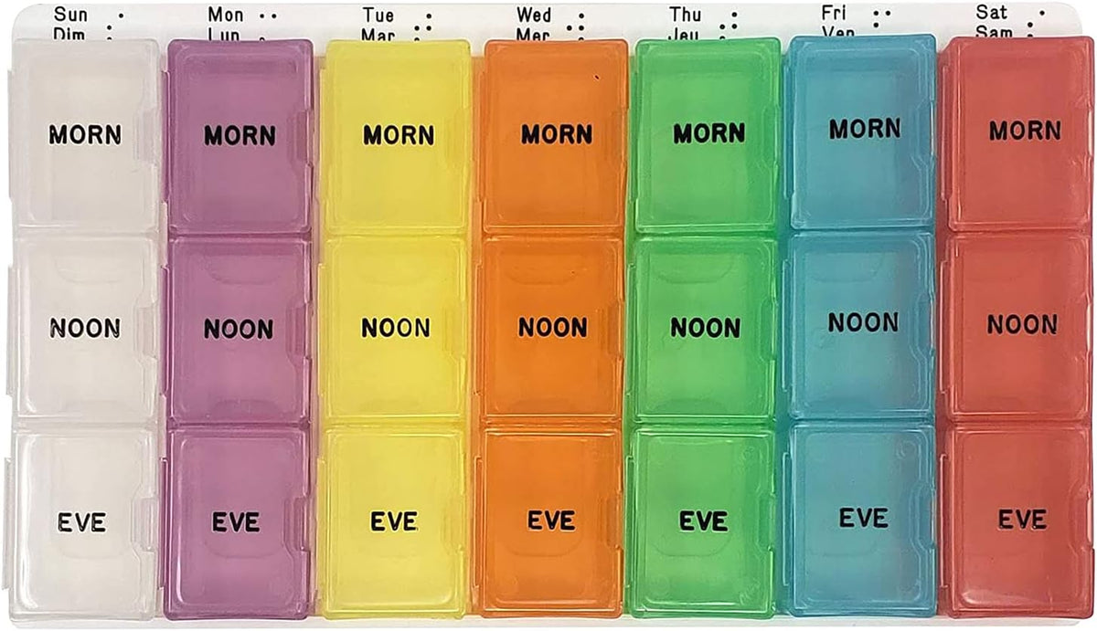 Color-Coded Weekly Med Planner 3 or 4 Compartment – Pill Thing