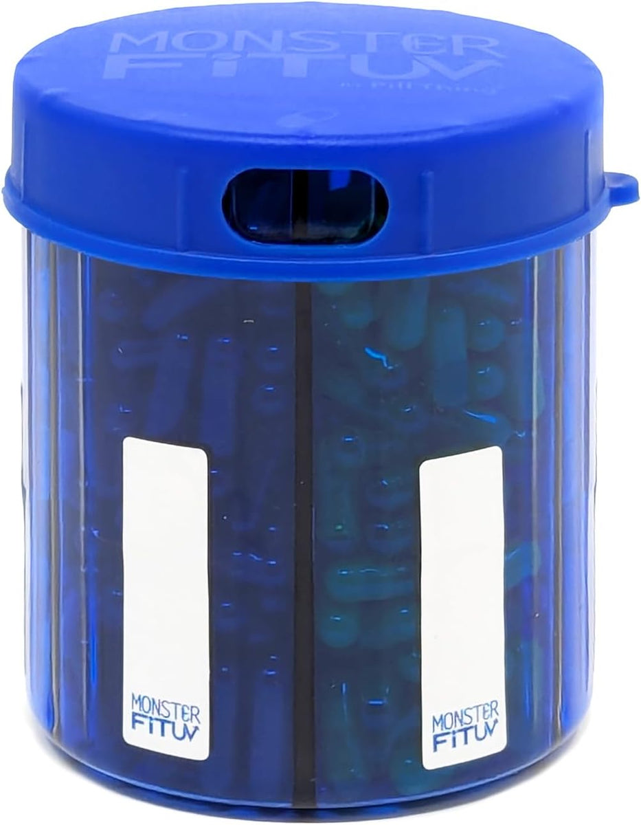 Monster Jr UV Protected Blue Pill Dispenser with Compartment Labels (1 ...