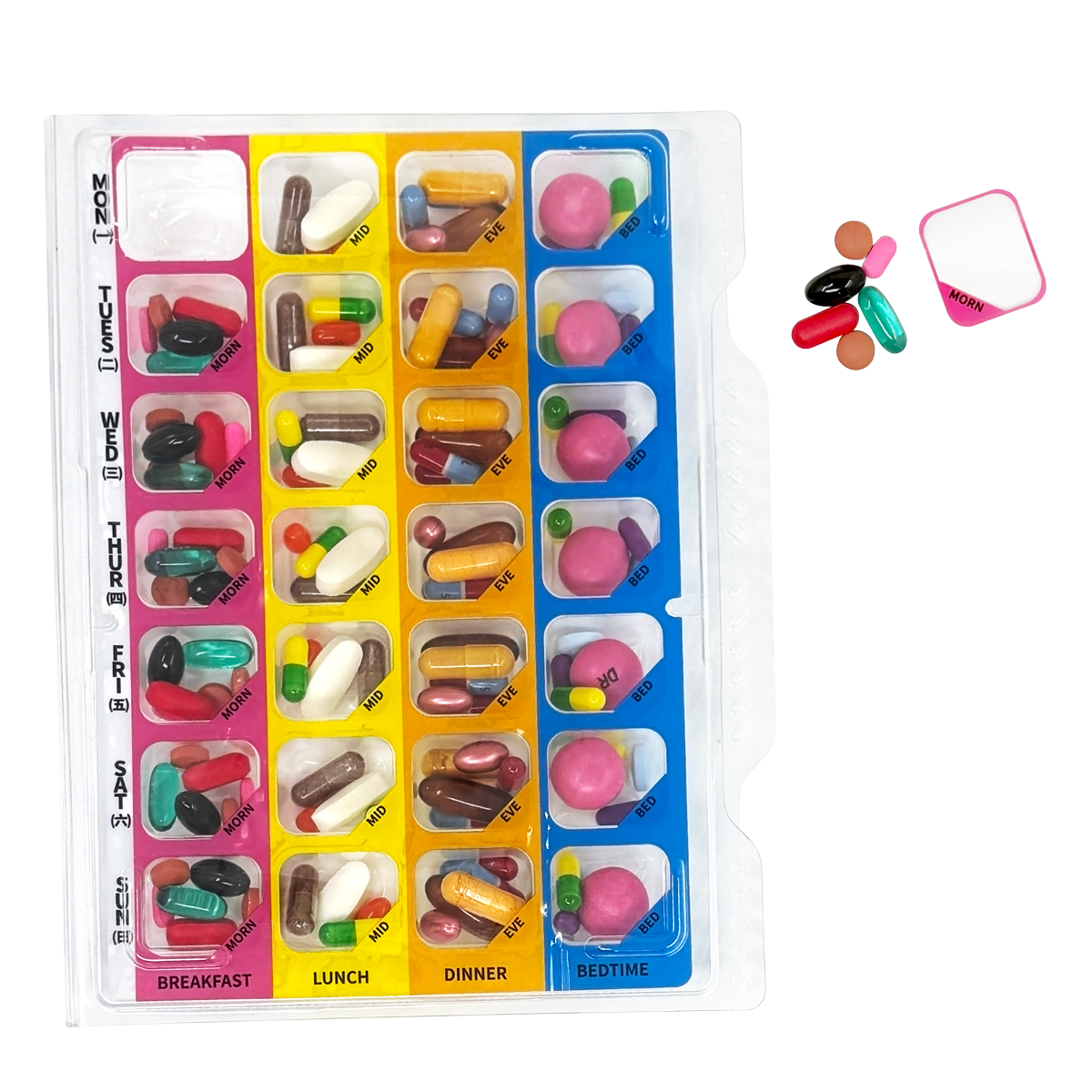 4x/Day 7-Day Blister Medication Tray | Weekly Pill Organizer Pack ...