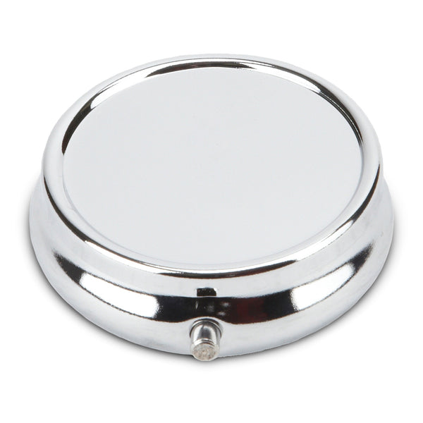 Round Silver 3-Compartment Pill Box with 2 Pill Box Key Rings – Pill Thing